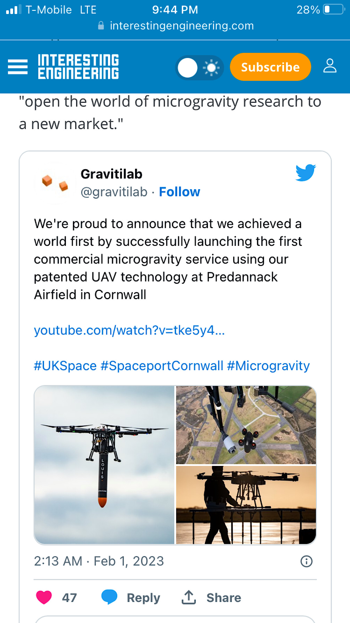 Watch a UK drone firm perform a world-first microgravity experiment ...